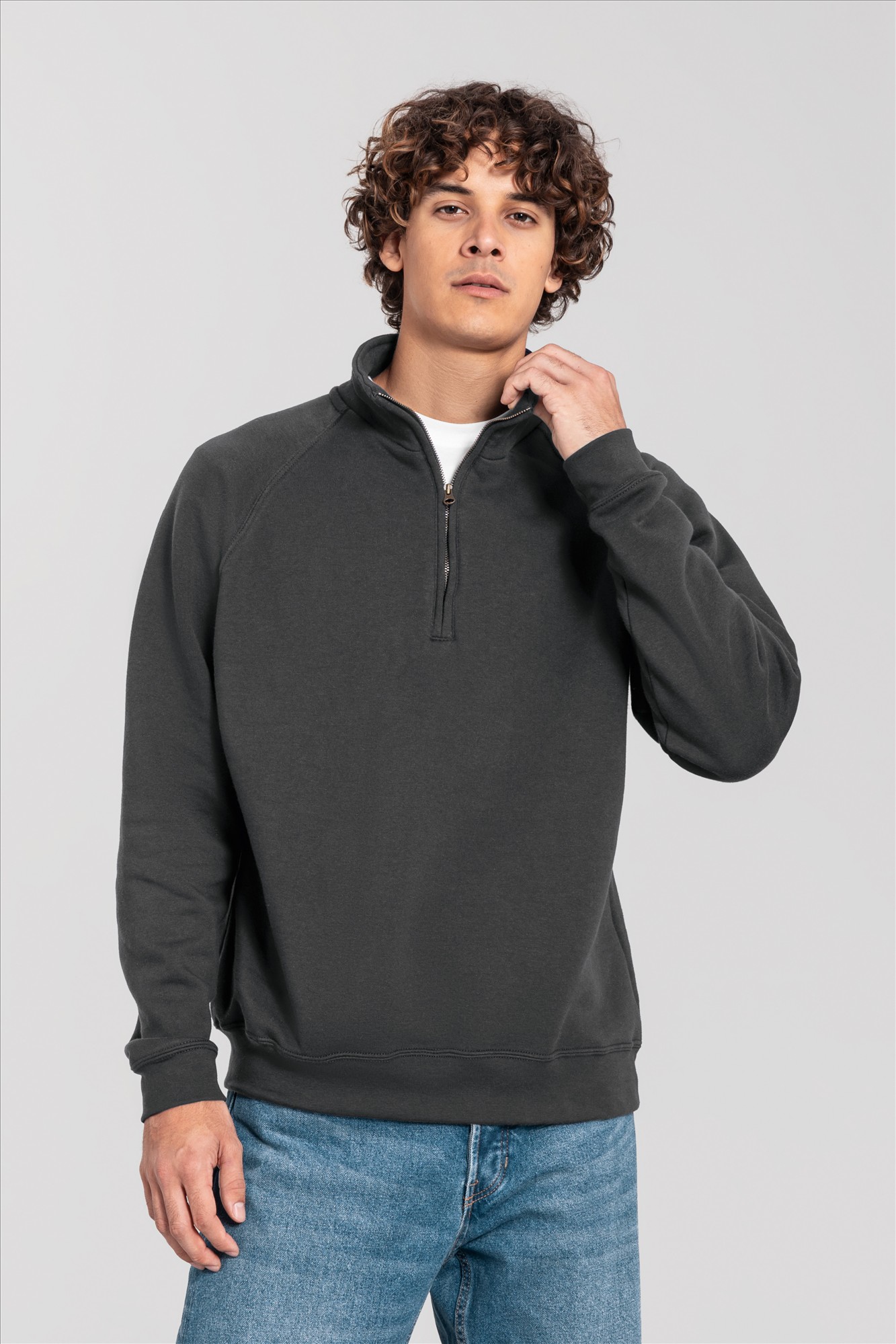 Fruit of the Loom Iconic Premium Zip Neck Sweat - Primex Textiles