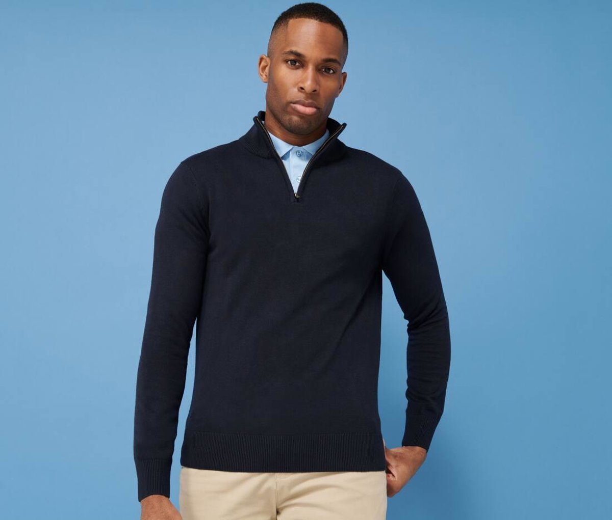 MEN'S KNITTED QUARTER ZIP JUMPER - Primex Textiles
