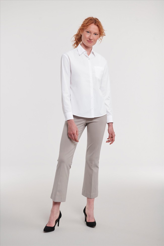 Russell Ladies LSL Classic Polycot. Poplin Shirt - Primex Textiles