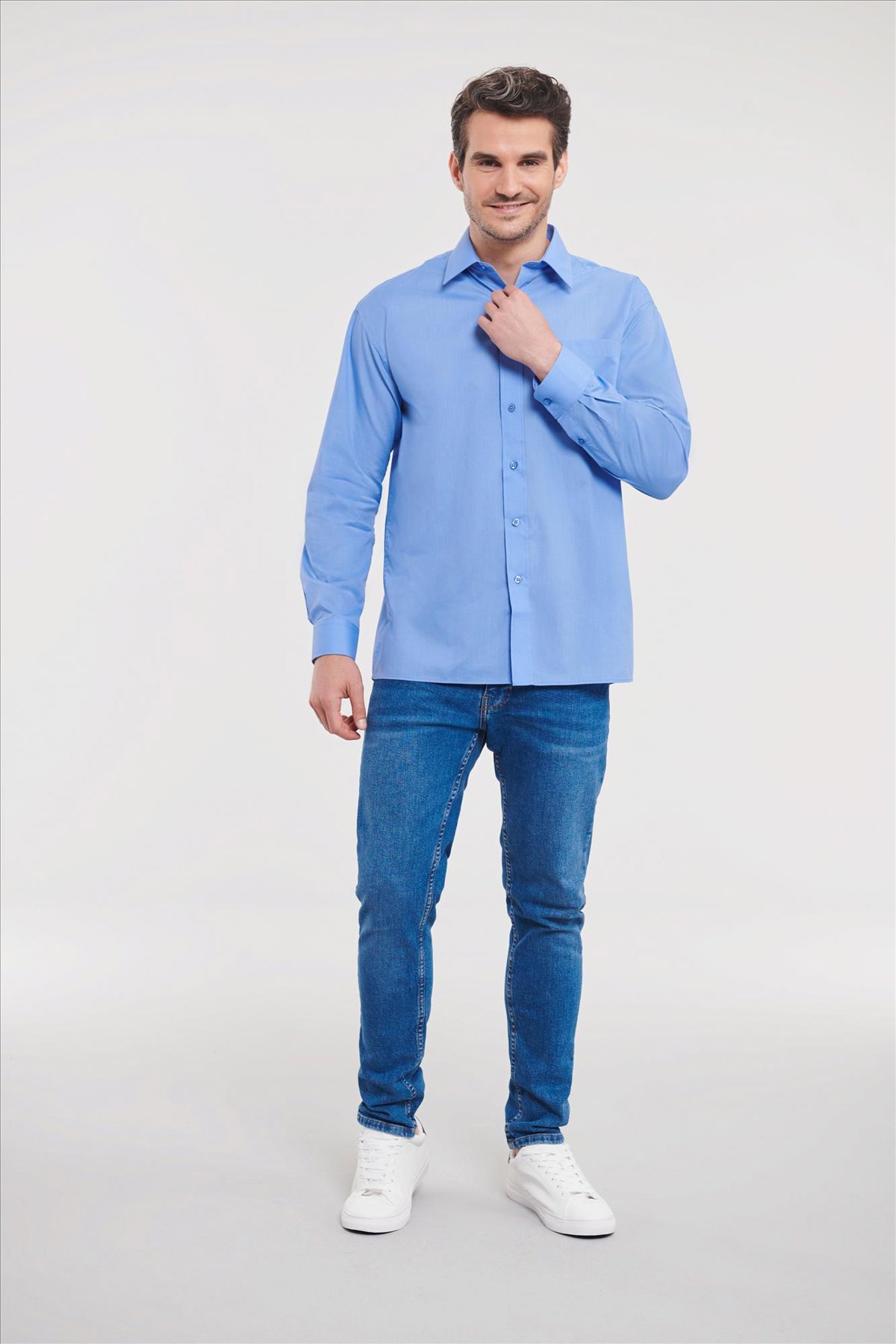 Russell Men LSL Clas. Polycot. Poplin Shirt - Primex Textiles